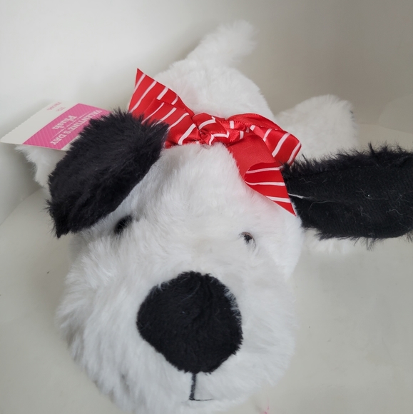 Dan Dee | Toys | Dan Dee White Dog With Hearts On Ear Striped Bow ...